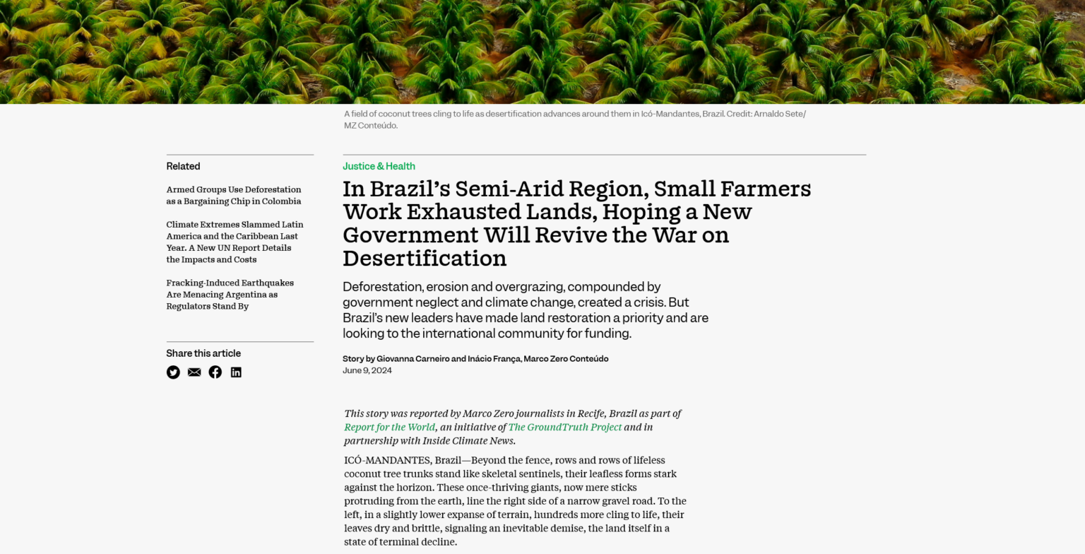 How a Report for the World newsroom is tracking desertification in Brazil | The GroundTruth Project